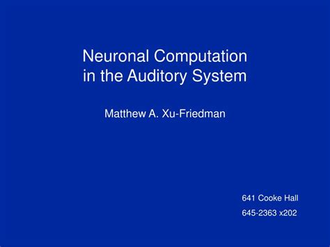 Ppt Neuronal Computation In Auditory System Specialized Cells For