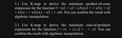 Use K Map To Derive The Minimum Product Of Sums Chegg