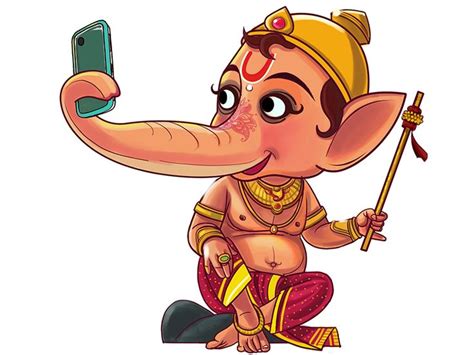 Lord Ganesha Is Taking Selfie Story Illustration