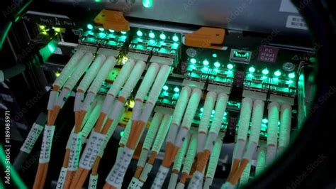 Fiber Optical Connector Interface Rack Mounted Servers In A Server Room Server Rack Audio