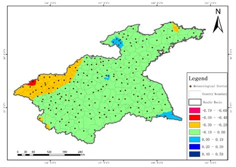 spatial distribution of pearson correlation coefficients at interannual