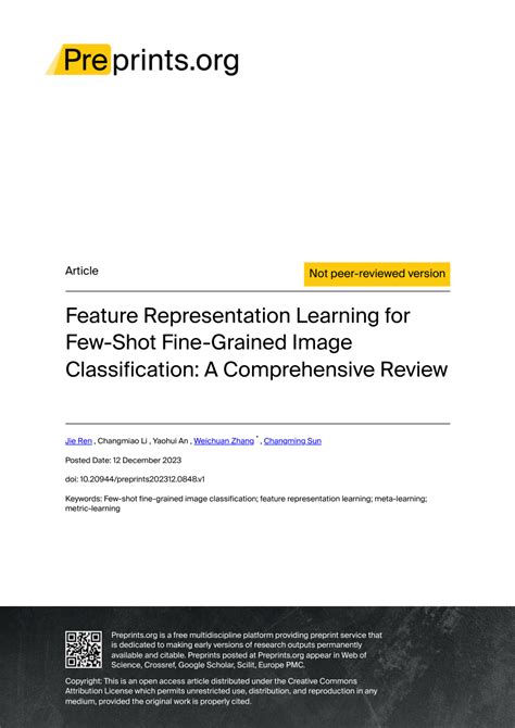 Pdf Feature Representation Learning For Few Shot Fine Grained Image Classification A