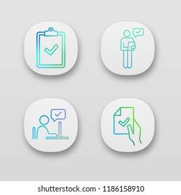 Approve App Icons Set Verification Validation Stock Vector Royalty