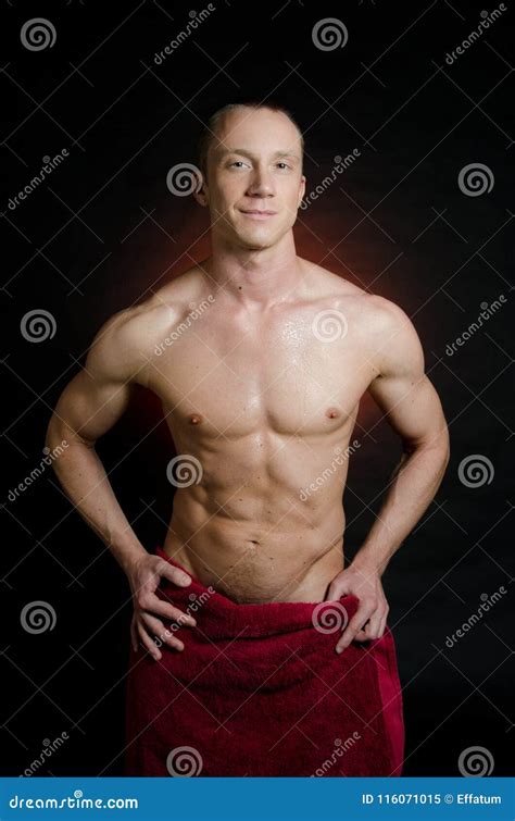 Man After A Workout And Shower Stock Image Image Of Fitness Black