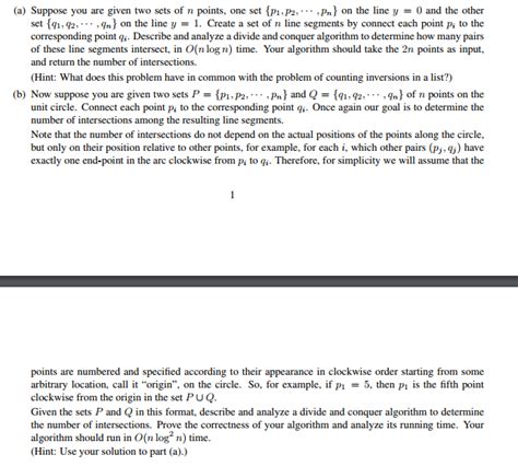 Solved Suppose You Are Given Two Sets Of N Points One Set