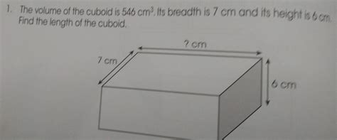 Solved The Volume Of The Cuboid Is Cm Its Breadth I Algebra Gauthmath