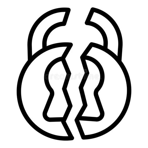 Unlock Cyber Padlock Icon Outline Vector Hacker Crime Stock Vector