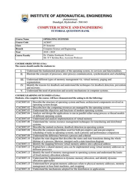 Operating Systems Question Bank Pdf Scheduling Computing