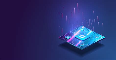 Presentation Microchip Processor With Lights Vector Image