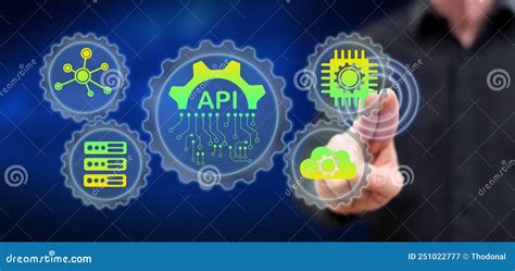 Man Touching An Api Concept Stock Image Image Of Application Concept