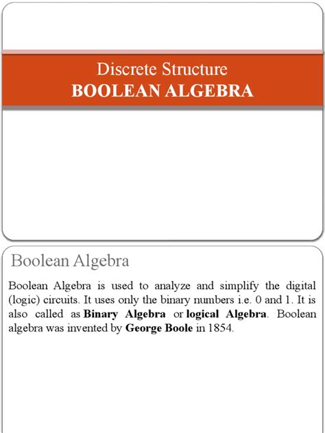 discrete structure boolean algebra pdf boolean algebra teaching