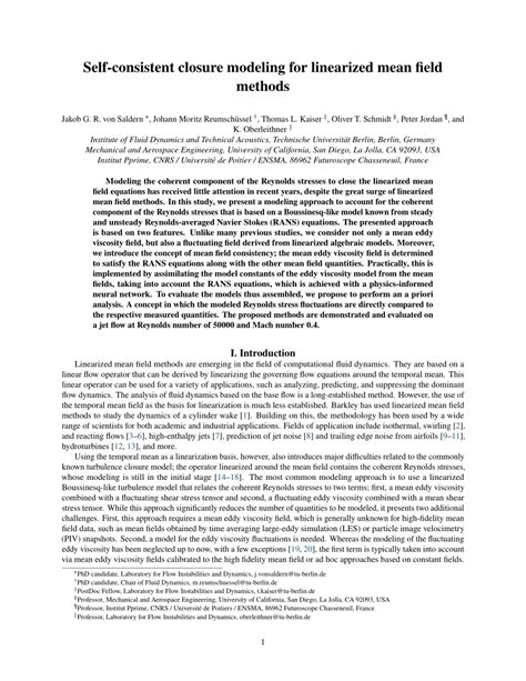 Pdf Self Consistent Closure Modeling For Linearized Mean Field Methods
