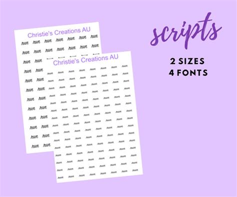 Run Script Mini Script Word Sticker Functional Small Text Organisational Stickers Script