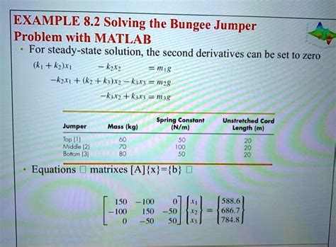 solved example 8 2 solving the bungee jumper problem with matlab for