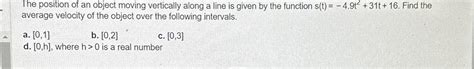 Solved The Position Of An Object Moving Vertically Along A
