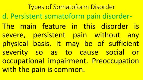 Somatoform Disorder Somatic Symptoms And Other Types Pptx