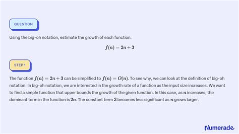 SOLVED Using The Big Oh Notation Estimate The Growth Of Each Function F N N