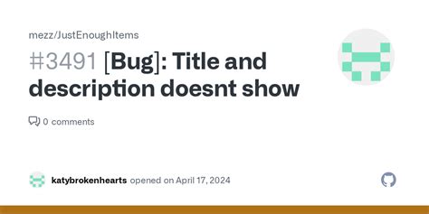 Bug Title And Description Doesnt Show · Issue 3491 · Mezz