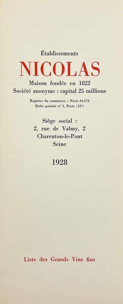 Catalogue Nicolas 1928 Nicolas Vin Et Alcools