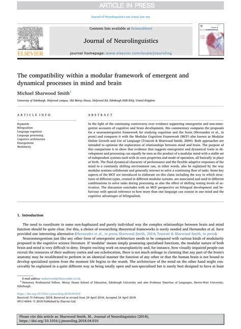 Pdf The Compatibility Within A Modular Framework Of Emergent And Dynamical Processes In Mind