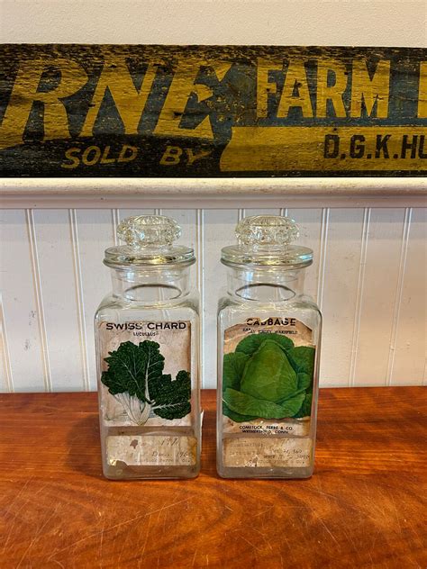 Vintage Glass Seed Jars Country Store Advertising Seed Jars Antique Advertising Wethersfield