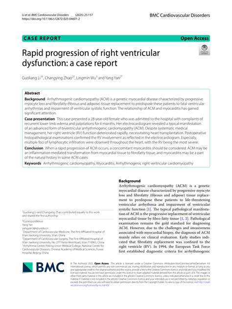 Pdf Rapid Progression Of Right Ventricular Dysfunction A Case Report