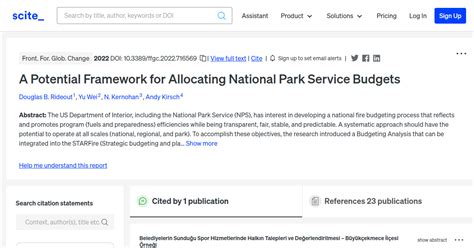 A Potential Framework For Allocating National Park Service Budgets
