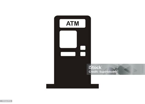 Atm Machine Simple Icon In Black And White Stock Illustration
