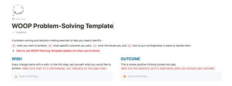 Problem Solving Or Decision Making Woop Template