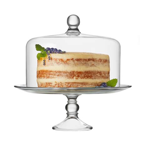 Libbey Selene Tall Multi Function Glass Cake Stand With Dome Versatile