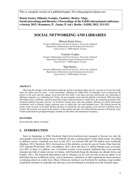 Pdf Social Networking And Libraries