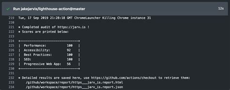 lighthouse audit · actions · github marketplace · github