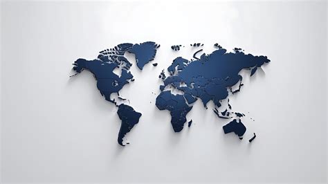 Modern Flat World Map In Dark Blue Minimalist Design With Clean Sharp