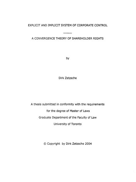 8 Explicit And Implicit System Of Corporate Control A Convergence Theory Of Shareholder Rights
