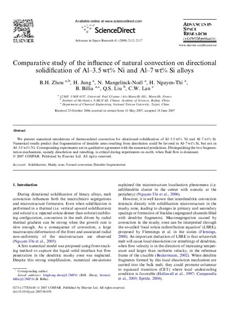 Pdf Influence Of Convection On Columnar Equiaxed Transition In Directional Solidification Of