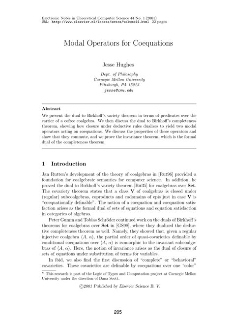 Pdf Modal Operators For Coequations