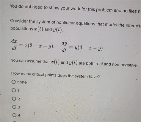 Solved Consider The System Of Nonlinear Equations That Model Chegg Com