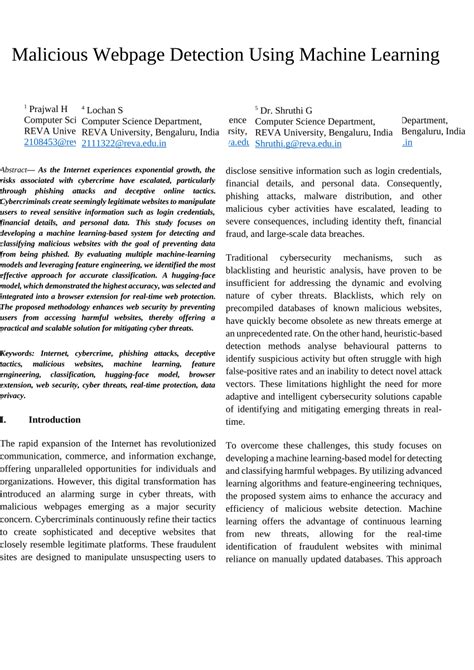 Pdf Malicious Webpage Detection Using Machine Learning