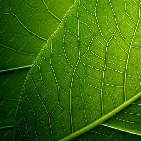 Close Up Green Leaf Texture Wallpaper With Organic Contours Premium
