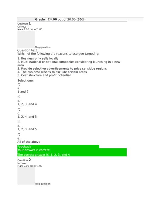 Bella Bus 2202 unit 3 self quiz - Grade 24 out of 30 ( 80 %) Question 1 ...