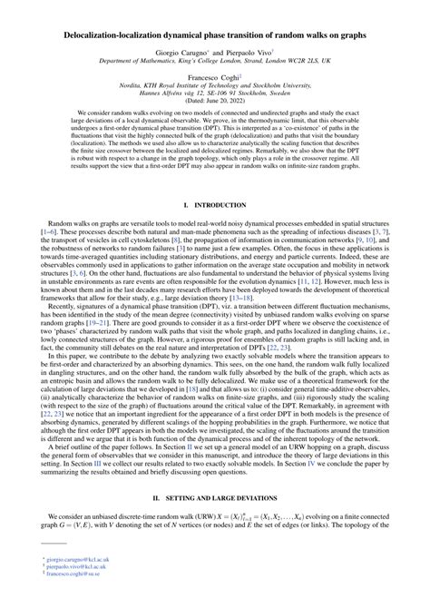 Pdf Delocalization Localization Dynamical Phase Transition Of Random Walks On Graphs