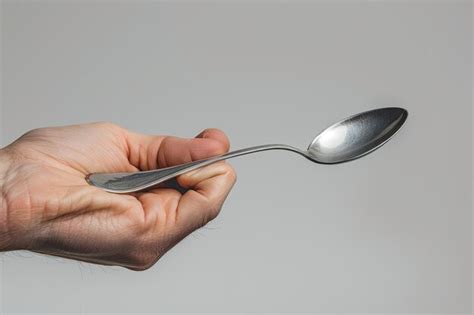 Hand Is Holding A Spoon Isolated Premium Ai Generated Image