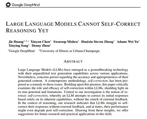 Ajitesh Shukla On Linkedin Large Language Models Cannot Self Correct Reasoning Yet🔥🔥 Paper
