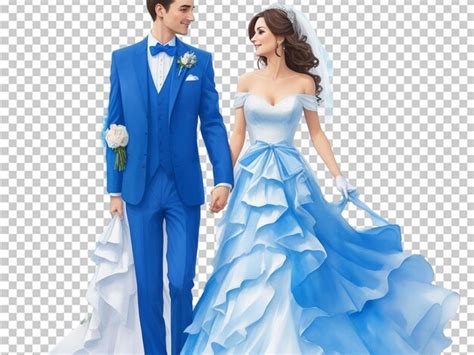 Premium Psd A Beautiful Couple In A Blue Suits