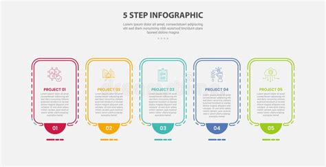 5 Points Template Infographic Outline Style With 5 Point Step Template With Round Box Container
