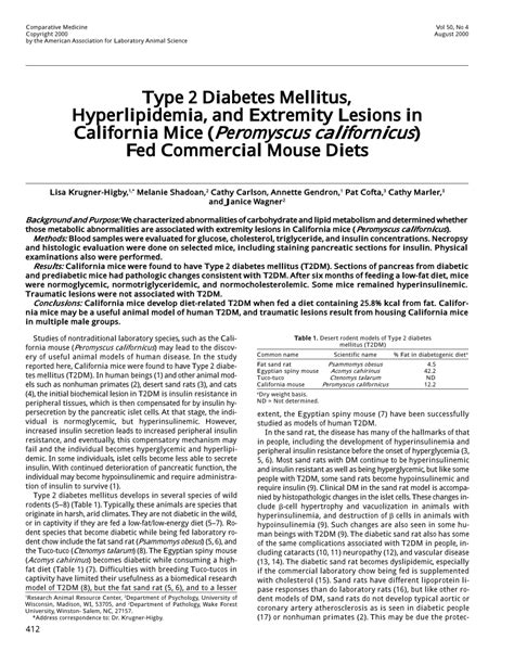 Pdf Type 2 Diabetes Mellitus Hyperlipidemia And Extremity Lesions