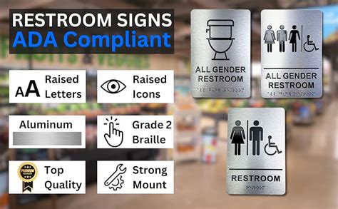 Ada Compliant All Gender Restroom Signs For Business 6x9