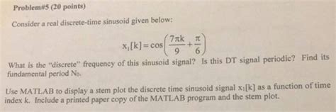 Solved Consider A Real Discrete Time Sinusoid Given Below