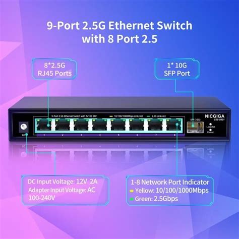 8 Port 2 5g Ethernet Switch With 10g Sfp Uplink Unmanaged 2 5gb Network Switch Plug And Play