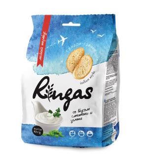 Сухари-гренки "Ringas" со вкусом сметаны и зелени Слуцкий хлебозавод ...